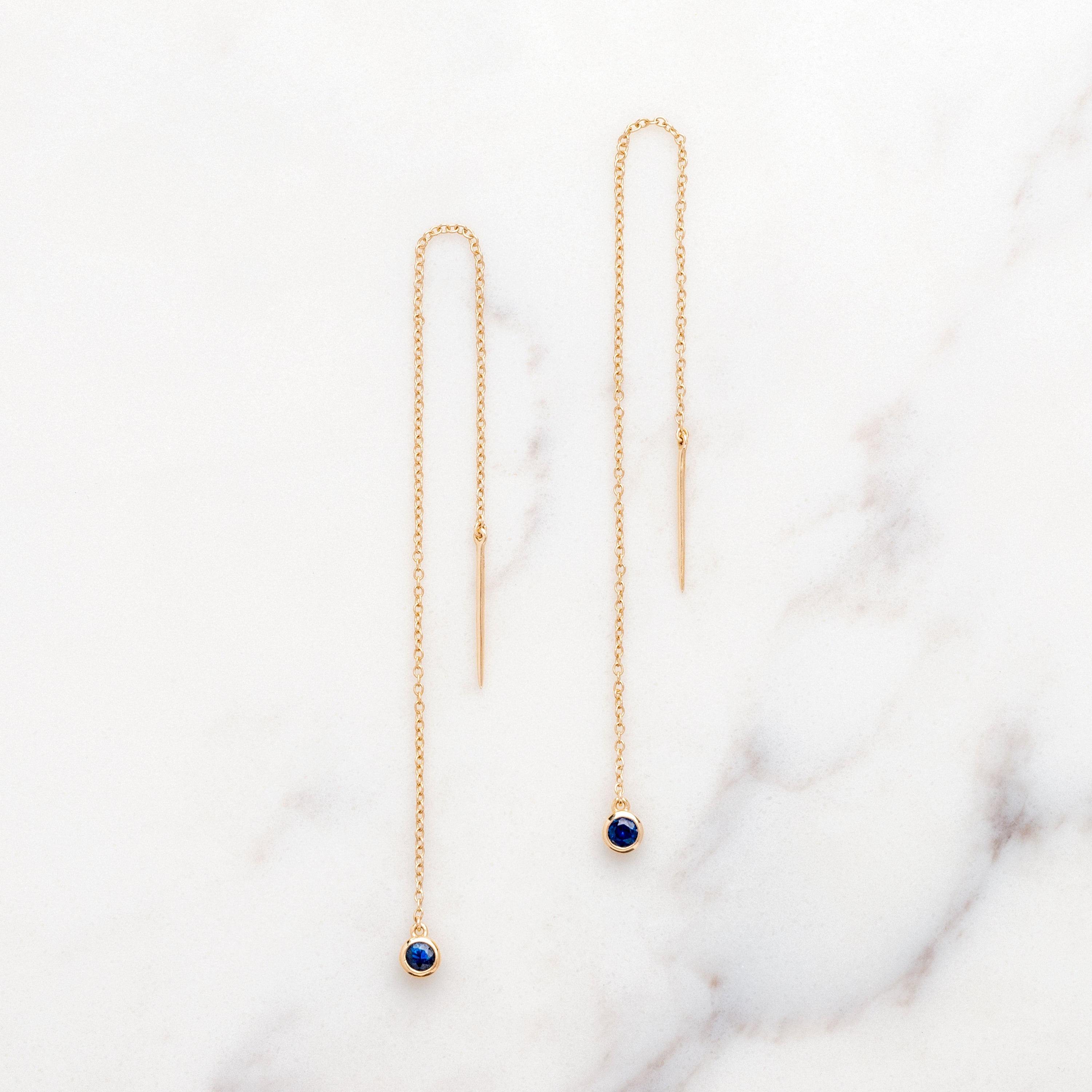 Medio Bezel Set Sapphire Threaders – Jenni Stuart Fine Jewelry