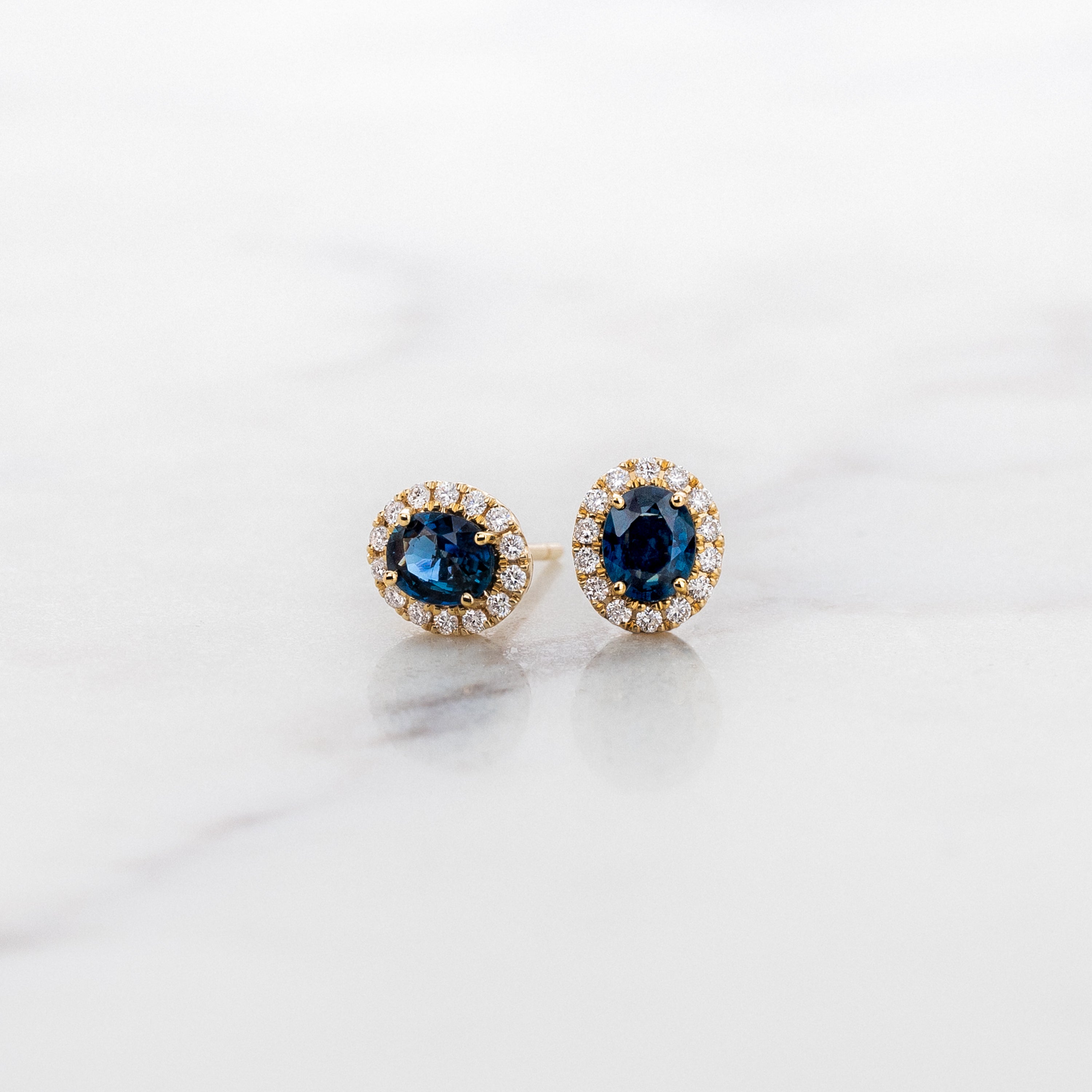 Sapphire Studs with Diamond Halo – Jenni Stuart Fine Jewelry