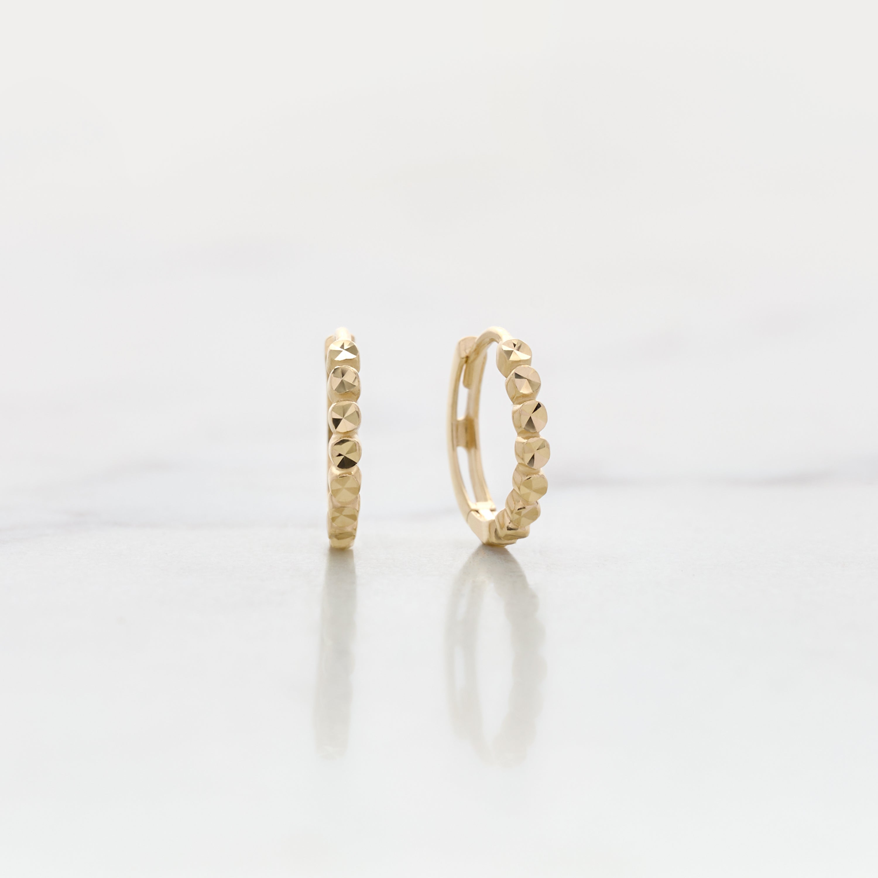 Petite Diamond Cut Hoop Earrings – Jenni Stuart Fine Jewelry