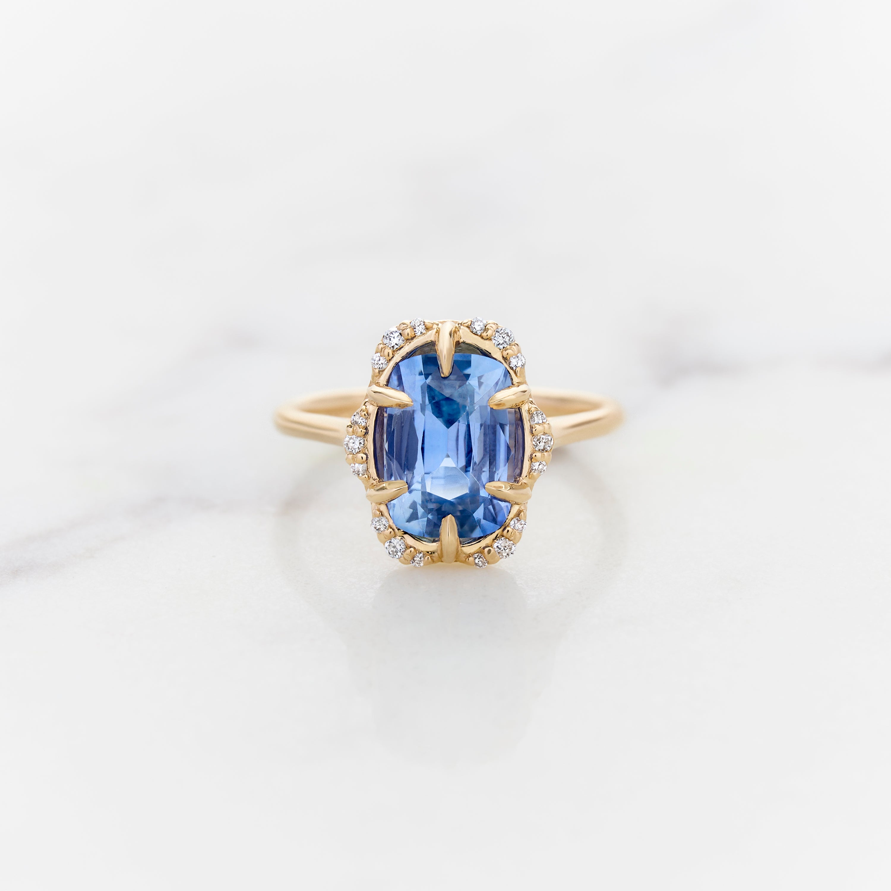 Elongated Cushion Cut Sapphire Ranunculus Halo – Jenni Stuart Fine Jewelry