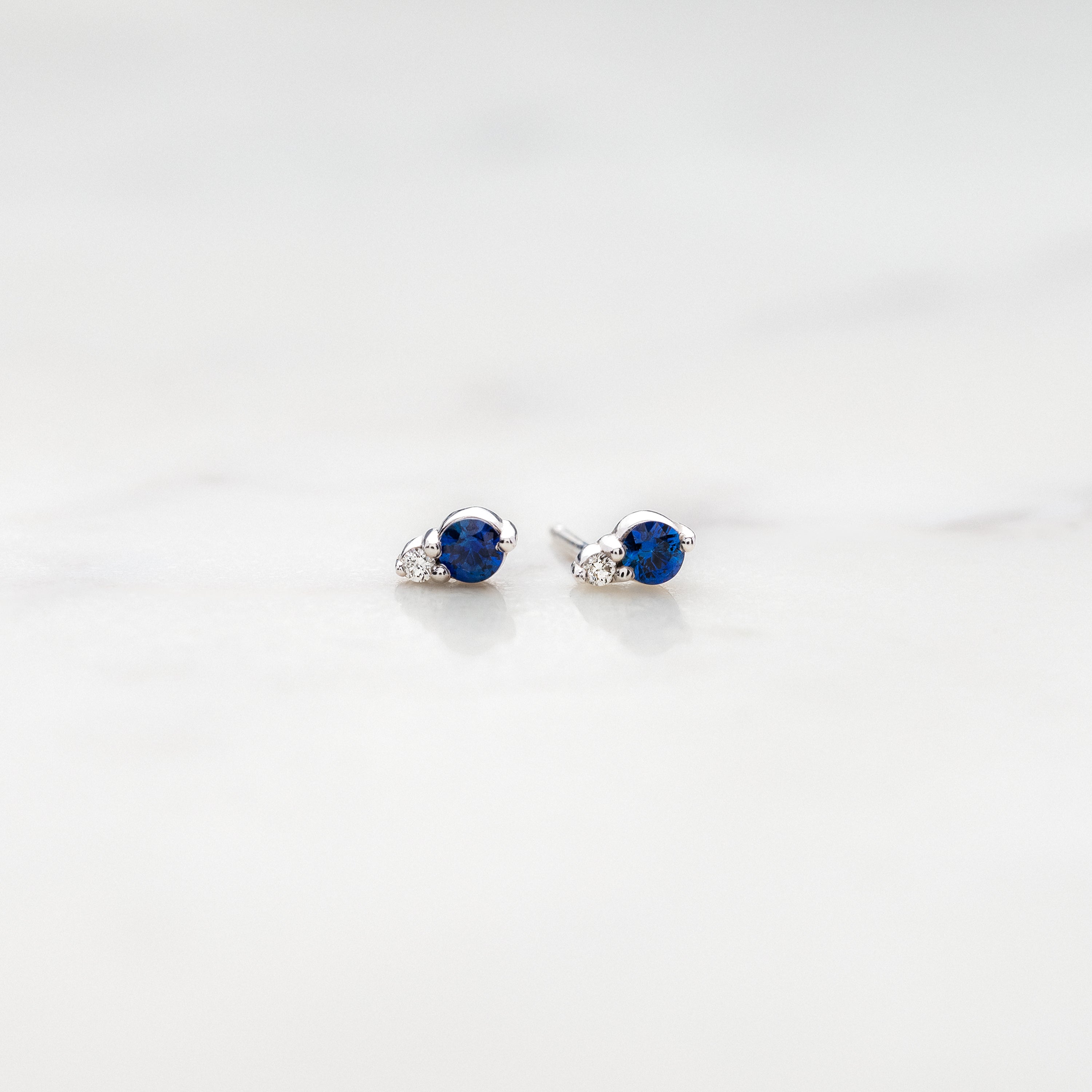 Blue Sapphire and Diamond Studs – Jenni Stuart Fine Jewelry