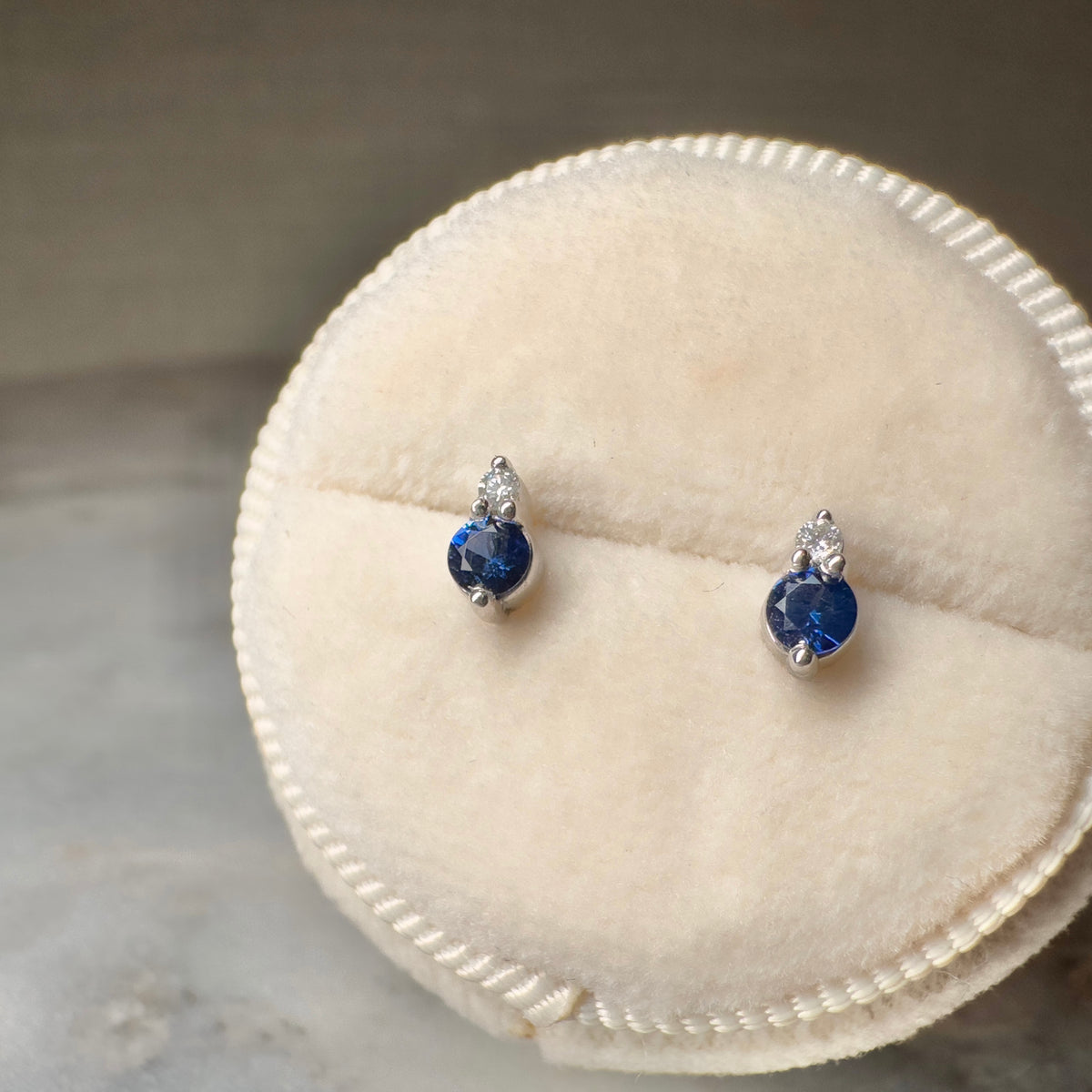 Blue Sapphire and Diamond Studs – Jenni Stuart Fine Jewelry
